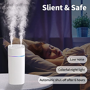 600ml Double Spray Small Humidifier for Bedroom, Mini Humidifier for Plant, Desk,Plant Humidifier with Double Spray, Portable Double Jet Humidifier for Indoor Office, Car