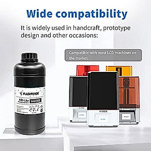 FLASHFORGE 3D Printer Resin, LCD UV-Fast-Curing Resin 405nm Standard Photopolymer Resin for LCD 3D Printing with High Precision Printing, Low Odor (ABS-Like-Grey, 1000g)