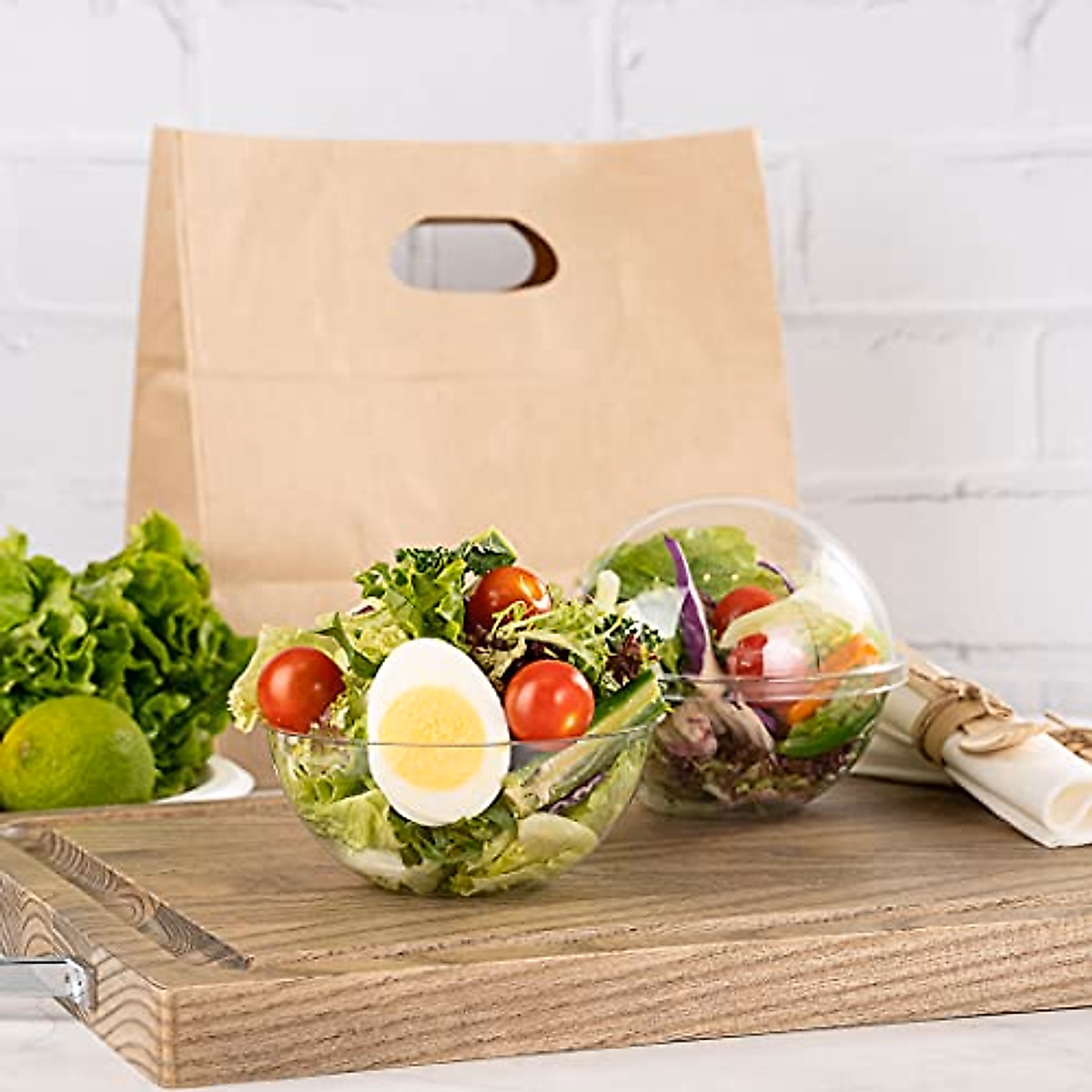 Restaurantware Thermo Tek 12 oz Clear Plastic Sphere Salad Container - with Dome Lid - 5 1/4" x 5 1/4" x 4 1/2" - 50 count box