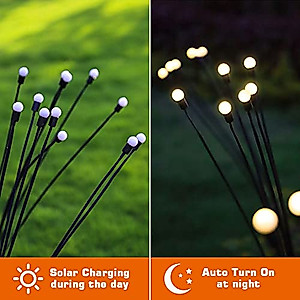 Molice Solar Swaying Lights,Outdoor Waterproof Solar Powered Firefly Lights,Solar Decorative Landscape Lights Solar Garden Lights for Pathway Yard, Warm White(6 Pack)