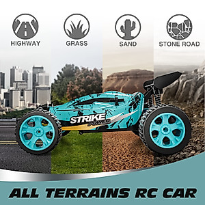 Tecnock RC Cars Remote Control Car for Kids, 1:18 Scale 20 KM/H 2WD Offroad Buggy, 2.4GHz RC Racing Car with USB-C Easy Charging & 50 Mins Playtime, Toys Gifts for Boys & Girls