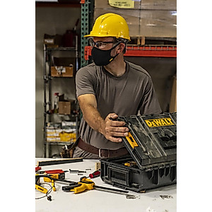 DEWALT Breathable Cloth Face Masks — Adjustable Earloops and Removable Neckstrap — Black — 2-Pack