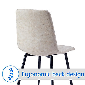 Btrpily 4 Set of Dining Chairs, Metal Frame Dining Chair for Kitchen Room,Technology Cloth Seat Chair for Living Room, Bedroom(Beige)