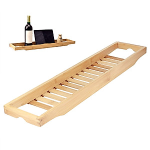 Bath Tray Organizer,Multifunctional Bamboos Bathtub Tray Rack,Wine Book Storage Shelf Shower Organizer Bathroom Supplies