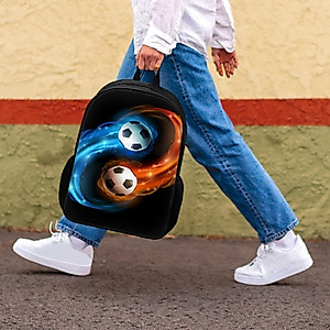 Mumeson Teenagers Backpack Bookbag Soccer Print Daypack for Sport Outdoor Travel Double Zipper Closure Schoolbags Back to School 17 inch Backpacking