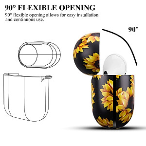 Airpods Pro Case - YOMPLOW Sunflower Case Cover Skin Protective Hard Case Cover Portable Women Girls with Keychain for Apple Airpods Pro Charging Case - Sunflower