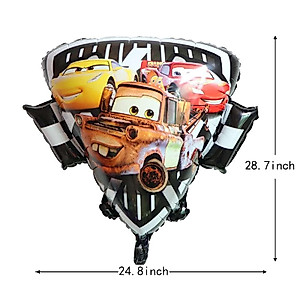 7PCS Cars Lightning McQueen Foil Balloons for Kids 3rd Birthday Baby Shower Race Car Theme Party Decorations (Cars 4th Birthday)