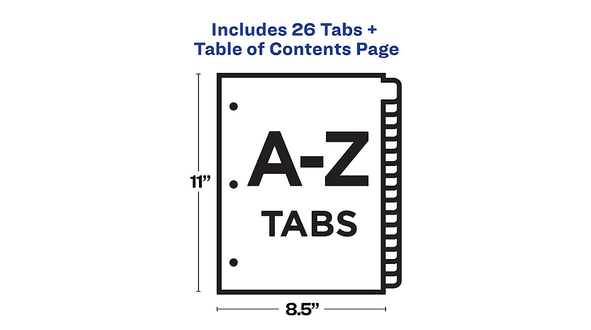 Avery A-Z Binder Tab Dividers - Customize Table of Contents