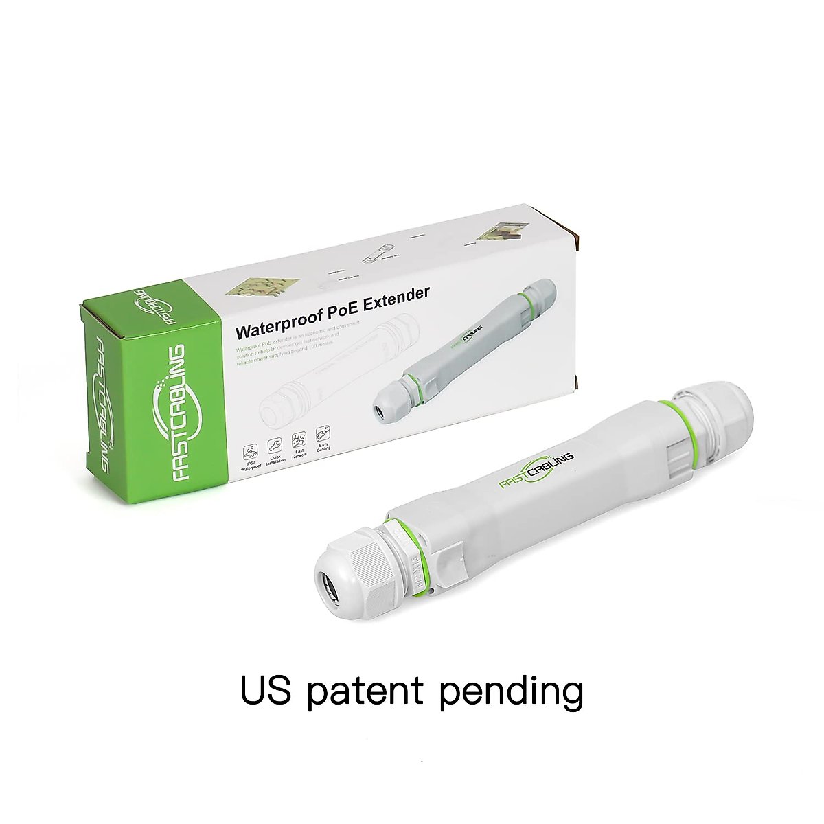FASTCALBING Waterproof Direct Burial PoE Extender for IP Camera, Ethernet Extension Breaking 100m Distance Limit, IEEE 802.3af/at/bt, PoE+, Plug and Play