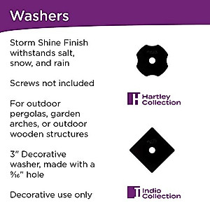 National Hardware N800-221 Decorative Washer Outdoor Reinforcement Hardware Accents Brackets and Bracers for Pergolas Gazebos and Raised Garden Beds, 3" with 9/16" Hole, Indio Collection, Black, 40