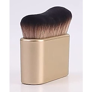 ELYSIAN - Professional Cosmetics Applicator / Kabuki Brush - Face or Body - curved & large Makeup / Body Brush - Powder, Bronzer, Foundation, Oil, Creams - Gold