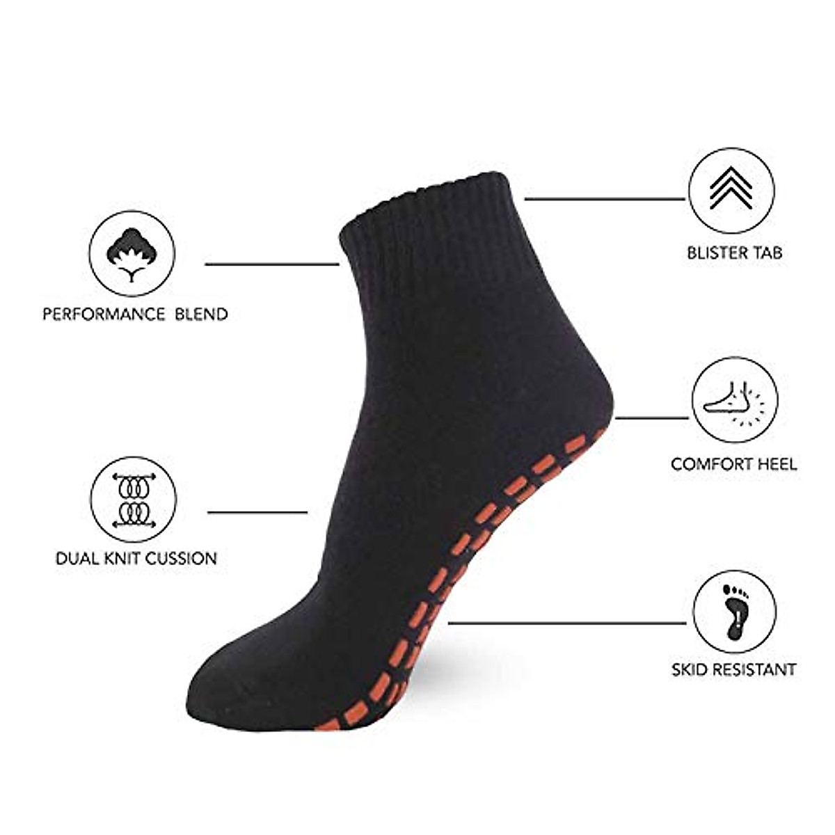 NOVAYARD 5 Pairs Non Slip Socks Non Skid Sticky Grippy Sock Yoga Pilates Hospital Socks Men Women(Black,Large)