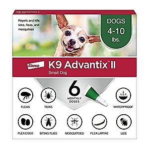 K9 Advantix II Small Dog Vet-Recommended Flea, Tick & Mosquito Treatment & Prevention | Dogs 4-10 lbs. | 6-Mo Supply