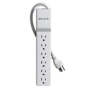 Belkin 6-Outlet Commercial Power Strip Surge Protector with 2.5ft Cord, 555 Joules,White