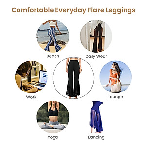 Yvette Bell Bottom Pants for Women Flare Leggings High Waist Wide Leg Bootcut Yoga Pants Tummy Control Dancing