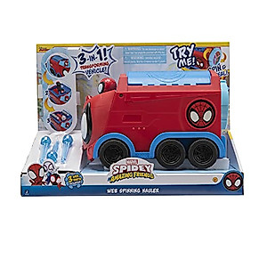 Marvel Spidey and His Amazing Friends Web Spinning Hauler - 8-Inch 3-in-1 Transforming Vehicle - Toys Featuring Your Friendly Neighborhood Spideys