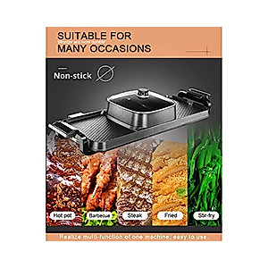 Soup N Grill V2 Hotpot Grill Combo, Indoor Korean BBQ, Shabu Shabu Electric Hot Pot with Divider, Portable with Free Strainer Scoops, Extra Long Chopsticks, Tongs, Cloths, Smokeless Grill
