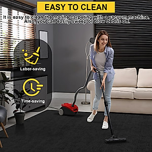 Grefinity Marine Carpet,6 FT x 18 FT Black Indoor Outdoor Carpet 0.2" Thick Boat Carpet with Water-Proof TPE Backing, Non-Slide Outdoor Marine Carpet Roll for Home, Patio, Porch, Deck