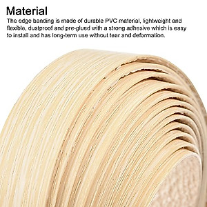 uxcell Edge Banding, 7/8 Inch x 24.6ft Pre-Glued Wood Veneer Edging Iron-on Flexible Edge Banding for Cabinet Repair Furniture Restoration, Khaki Oak
