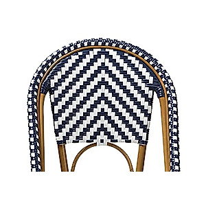 Baxton Studio Celie Dining Side Chair in Navy and White (Set of 2)