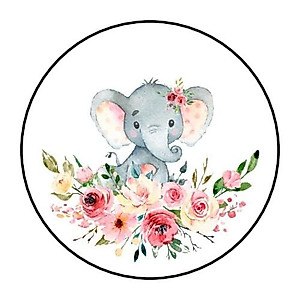 30 pcs Girl Elephant Round​ Stickers Envelope Seals Labels Round Tags, Stamps Sticker for Gift Cards, Envelopes, Boxes for Holiday, Birthday, Christmas