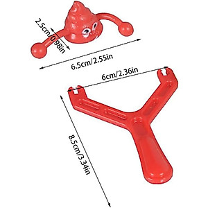 Poo Slingshot - Poo Doo Flying Poo, Smiley Face Poop Slingshot Toy, Funny Tricky Finger Slingshot, Mini Rubber Poop Catapult, Indoor Outdoor Stress Relief Game (5*Slingshot With 25*poops Shots)