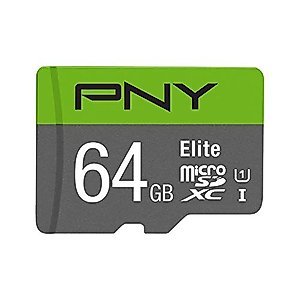 PNY 64GB Elite Class 10 U1 microSDXC Flash Memory Card - 100MB/s, Class 10, U1, Full HD, UHS-I, Micro SD
