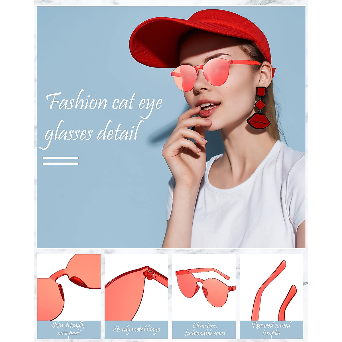 40 Pairs Round Rimless Sunglasses Colored Glasses Colorful Transparent Glasses Candy Color Tinted Eyewear Party Sunglasses