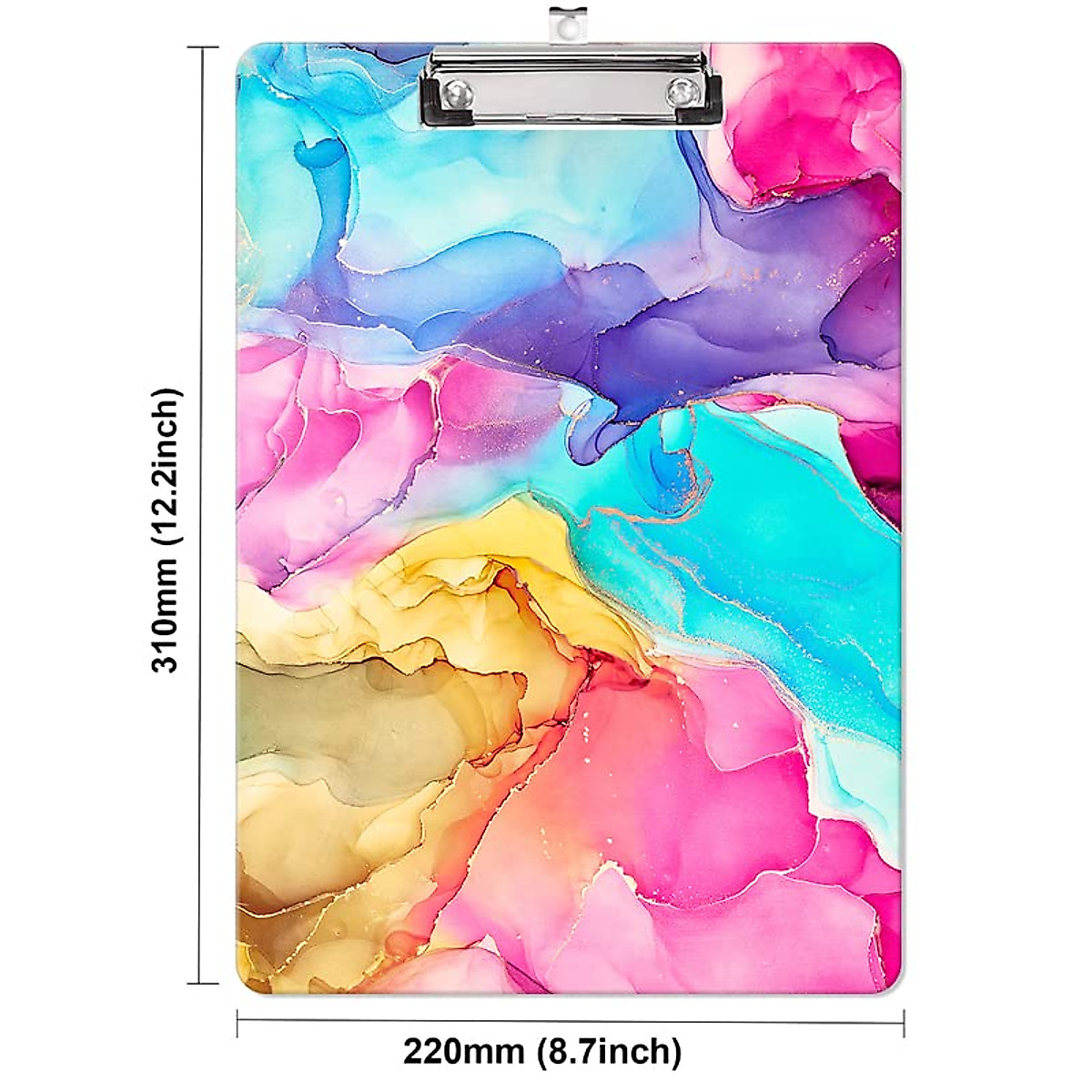 Office Clipboard, Cute Clipboard with Designs A4 Standard Letter Size Wooden Hardboard Clipboards Retractable Hole for Hanging Decorative Clip Board (C-Pretty Marble-8)