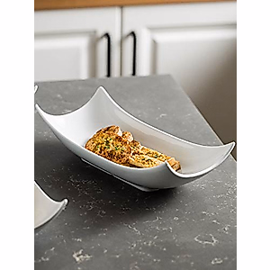 LAUCHUH Decorative Bowl Serving Platter White Serving Dishes Decorative Centerpiece Deep Serving Bowl Serving Dishes and Platters 12-Inch Set of 3