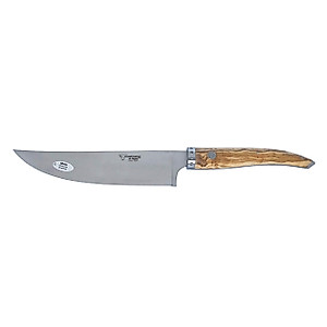 Laguiole en Aubrac Cuisine Gourmet Stainless Fully Forged Steel Made In France Cook's Chef 's Knife With Olivewood Handle, 7-in / 17.8cm