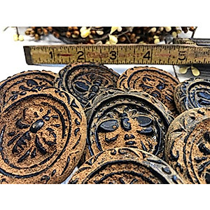 Blackened Beeswax Honey Bee Rounds Cinnamon Scented with Cinnamon Powder Rub - American Folk Art Primitive Melts Tarts Bowl Fillers