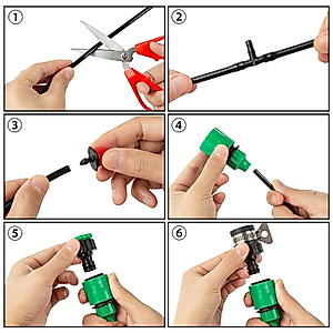 33FT Automatic Drip Irrigation Kit Set, Quick Connector DIY Watering Misting System with 1/4” Distribution Tubing, Nozzle Emitter Barbed Fittings for Plant, Greenhouse, Garden and Yard (33 FT)