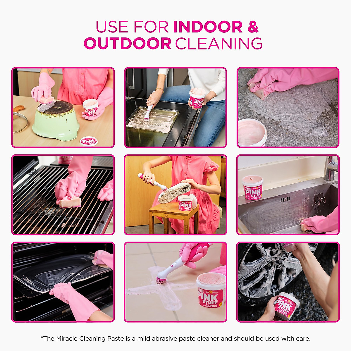 Stardrops - The Pink Stuff - The Miracle Scrubber Kit - 2 Tubs of The Miracle Cleaning Paste With Electric Scrubber Tool and 4 Cleaning Brush Heads