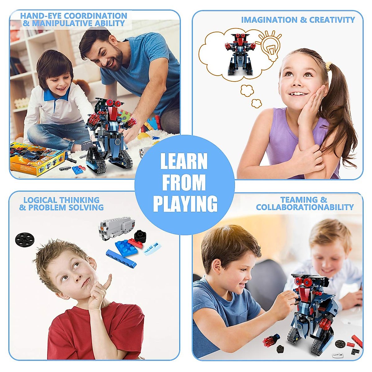 aukfa STEM Building Block Toy RC Robot for Kids, App Controlled & Remote Control Robotic Toy for Boys and Girls, Engineering Educational Build Kit, Early Learning Birthday Gift for 8 Years and Up