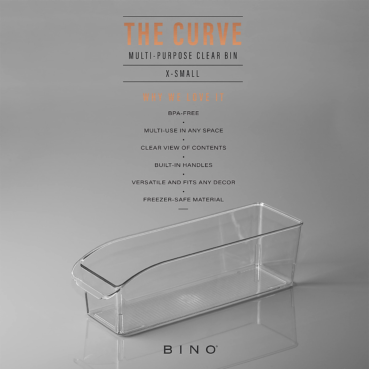 BINO | Plastic Storage Bins, Small | THE CURVE COLLECTION | Multi-Use Organizer Bins | Storage Containers Kitchen, Pantry and Home Organization | Fridge Organizers | Pantry Organization and Storage