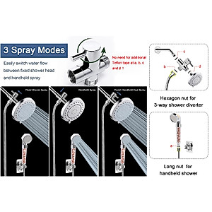 High Pressure 5 Setting Rain Shower Head Combo, 5 Setting Shower Head, Dual Shower Head Set, Handheld Filter Shower Head for Hard Water, Chrome (With Filter Handheld)