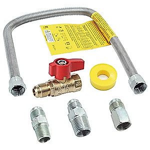 MOFLAME 22" Stainless Steel Flexible Gas Connector with 1/2" Brass Gas Shut Off Valve for Garage Heaters, Gas Stoves, Wall Mounted Heaters, Gas Fireplace and Gas Dryer