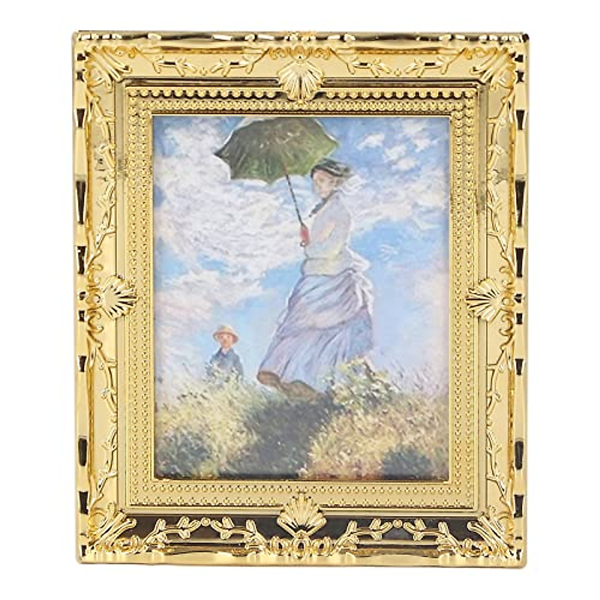 CUTULAMO Miniatures Oil Painting, Exquisite Acrylic Beautiful Miniatures Art Painting High Light Transmission for Girls for 1:12 Miniature Doll House(Umbrella Girl)