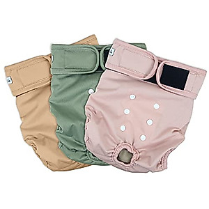 Grecle Washable Female Dog Diapers - Premium Reusable Diapers for Doggie in Heat - Highly Absorbent Dog Diapers Female for Pet Incontinence with Adjustable Snaps (Morandi, M)