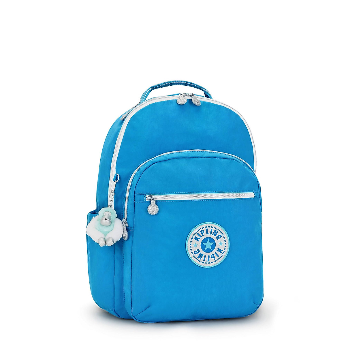 Kipling Women's Seoul 15" Laptop Backpack, Durable, Roomy with Padded Shoulder Straps, Built-in Protective Sleeve, Eager Blue Fun, 13.75''L x 17.25''H x 8''D