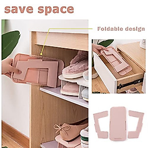Shoe Racks ZXK Organizer for Closet Detachable Shoe Slots Compact Plastic Double Shoe Stacker Stackable Easy Shoe Holder Space-Saver - 10 Pack