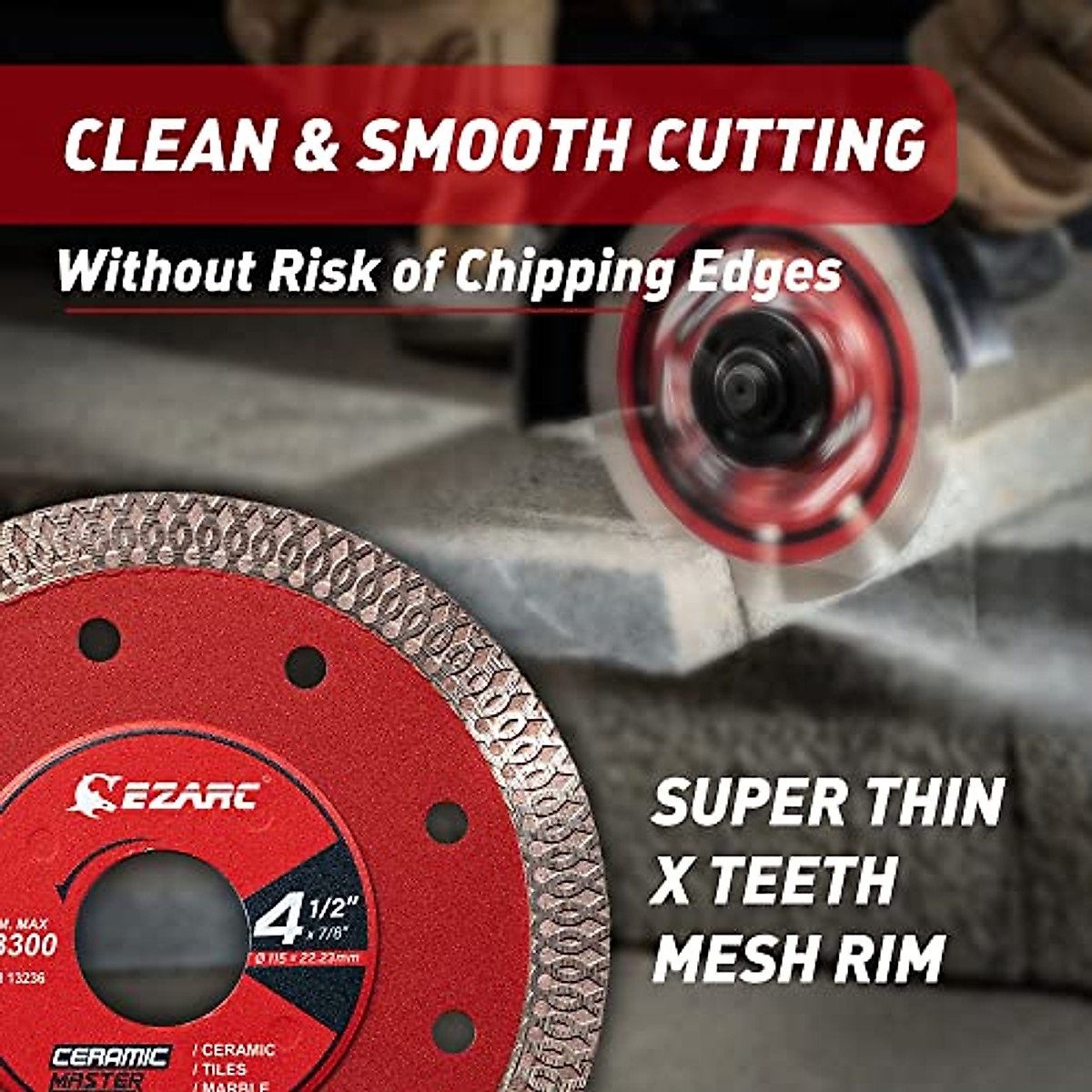 EZARC 4-1/2 inch Super Thin Diamond Blade, Diamond Saw Blades for Angle Grinder, 4.5" Tile Blade for Smooth Cutting Porcelain Ceramic Granite Marble Tile (2-Pack)