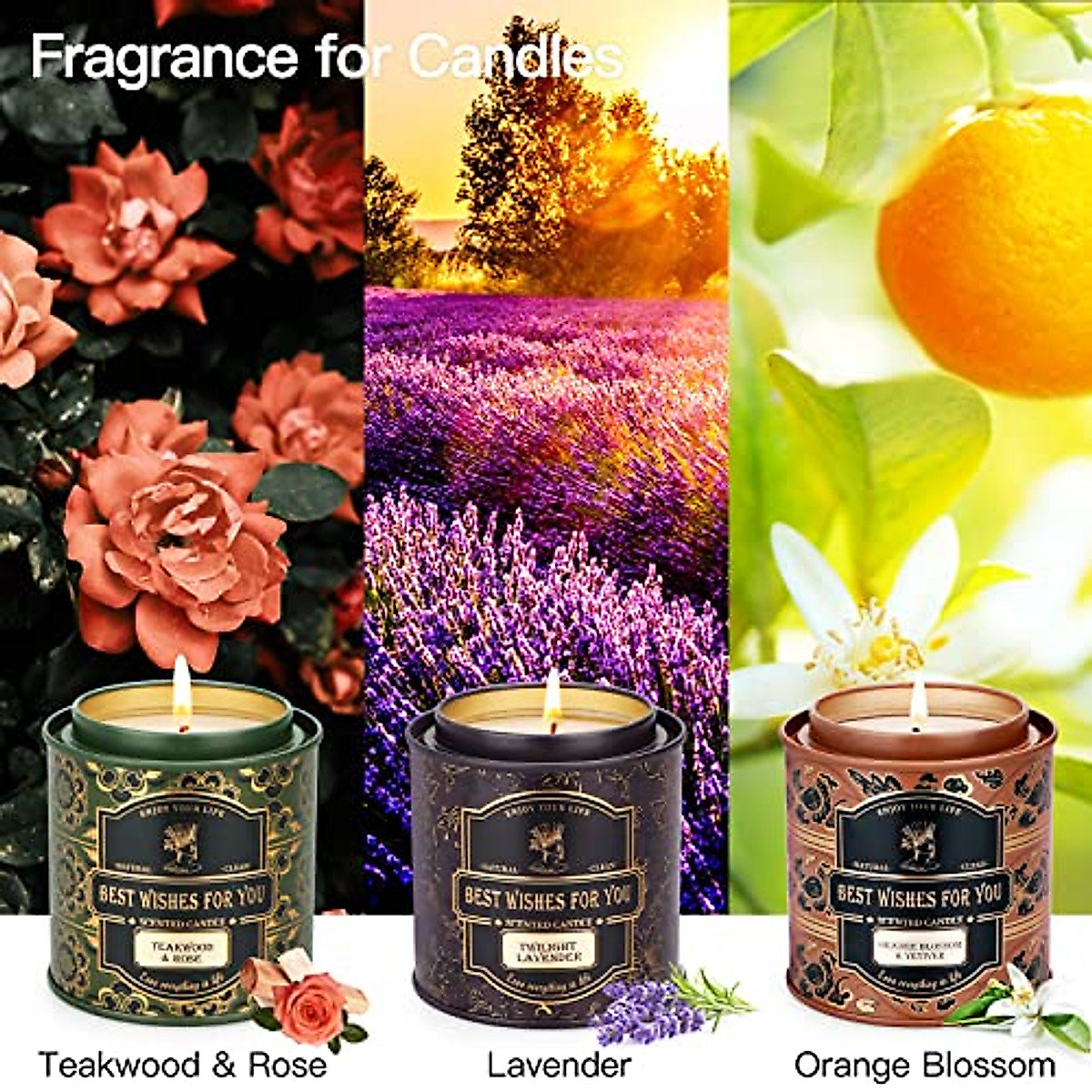 3 Pack Scented Candles Gifts Set for Women, Christmas Candles for Home Scented Soy Jar Candles for Mom with Strongly Fragrance for Aromatherapy Candle