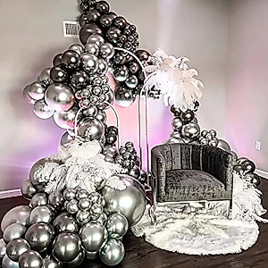 Silver Balloon Metallic Silver Balloons, 60 Pieces Silver Metallic Chrome Balloons Helium Party Balloon for Birthday, Baby Shower