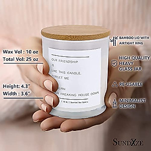 Sundazze Large Scented “Our Friendship is Like This” Candle – 25oz, Natural Soy, Lavender Fragrance – Funny Best Friend Candle, Novelty Gifts for Women, 70-Hour Burn Time