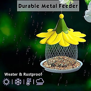 Hummingbird Feeder for Outdoors Hanging, Hanging & Window Two-Mode Horizontal Hummingbird Feeder Tube, with Perch for Standing and Drinking, 12 Feeding Ports, Leak & Bee Proof (Flower Bird Feeder)