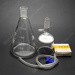 Deschem 1000ml,Suction Filtration Device,200ml Buchner Funnel,1L Erlenmeyer Flask,70mm Filter Paper