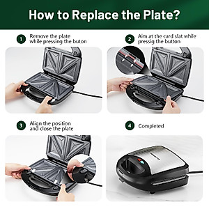 KEENSTAR 3 in 1 Sandwich Maker, Waffle Maker with 3 Removable Non-Stick Plates, Grill with Dual-Sided Heating, Easy Clean and Store, 750W Perfect for Cooking Breakfast, Panini, Cheese, and Grill Steak