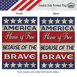 CROWNED BEAUTY 4th of July Patrioctic Free Garden Flag 12x18 Inch Double Sided Memorial Day Blue Star Red Independence Day Outside Yard Party Decoration